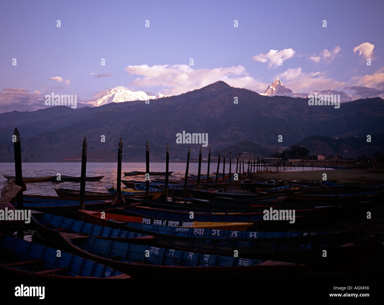 Nepal Pokhara sunset over Phewa Tal Lake Stock Photo - Alamy