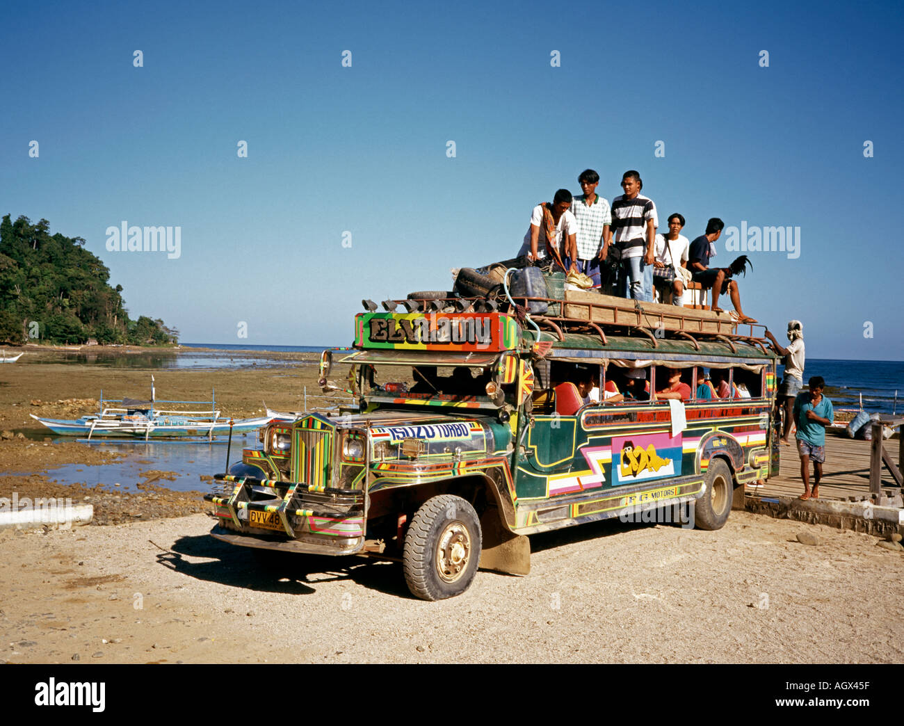 Philippines Palawan Sabang loading jeepney on jetty Stock Photo - Alamy