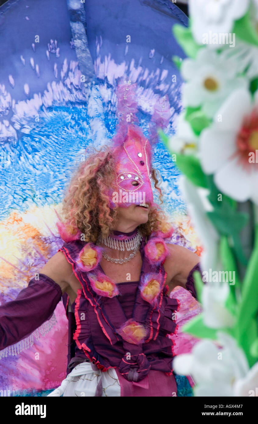 Girl wearing a carnival costume during Cowes Week on the Isle of Wight ...