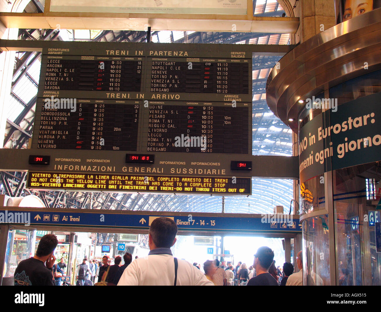 Train arrival departure board Centrale F S train station Milan Italy ...