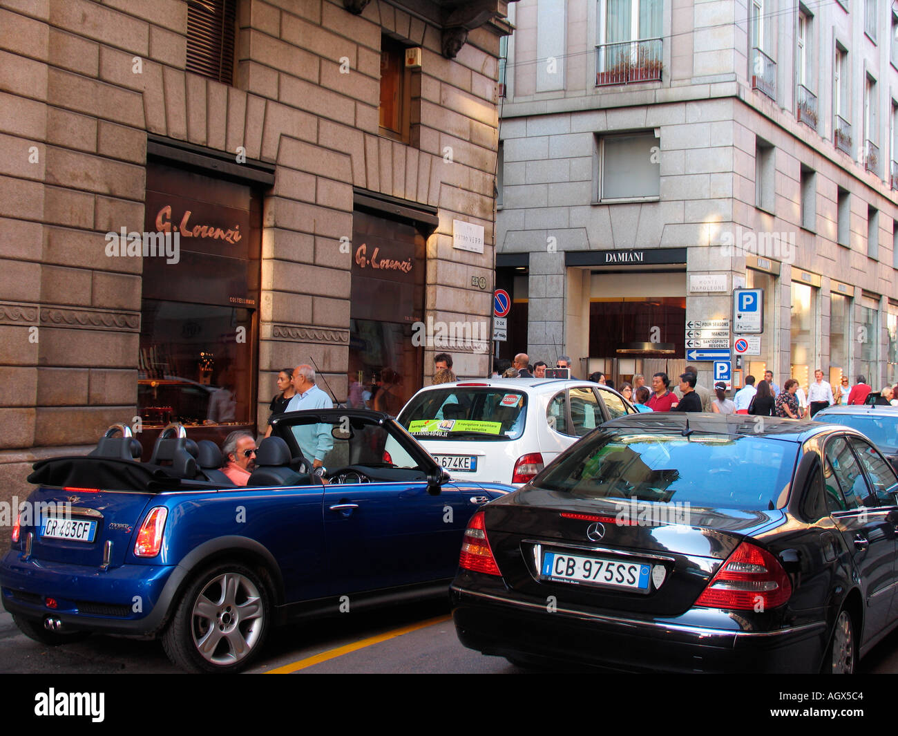 Traffic on Pietro Verri street in Montenapoleone shopping district ...