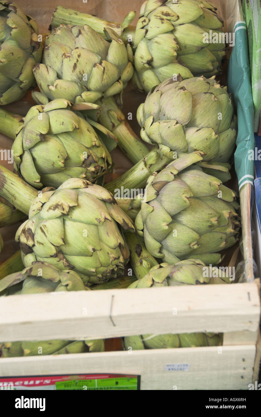 Imported Globe Artichokes for sale outside traditional greengrocers ...