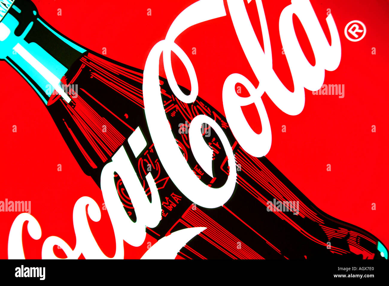 coca cola horizontal red sign bottle coke soft drink Stock Photo - Alamy