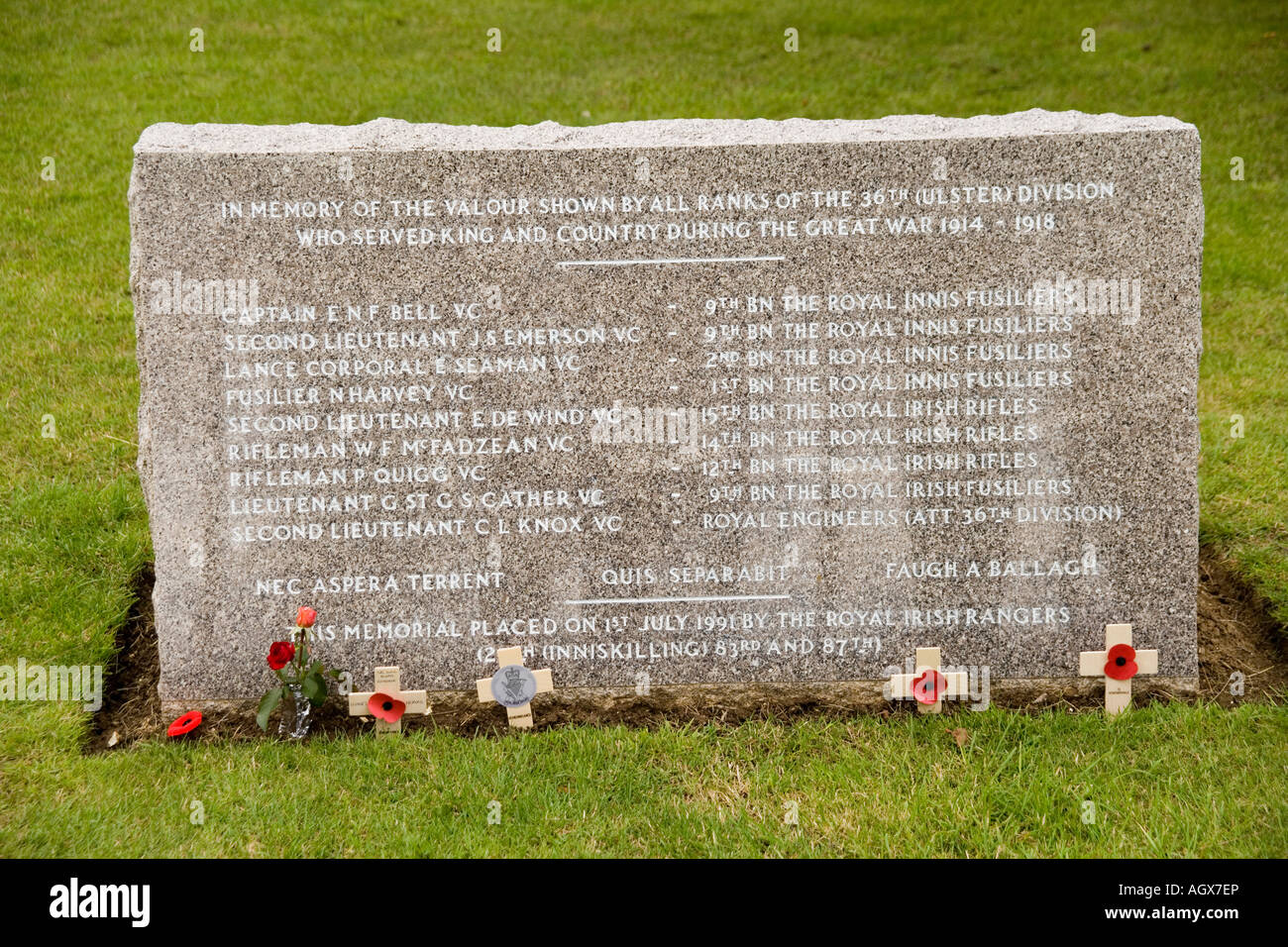 Memorial commemorating the 36th Ulster division's Victoria Cross ...