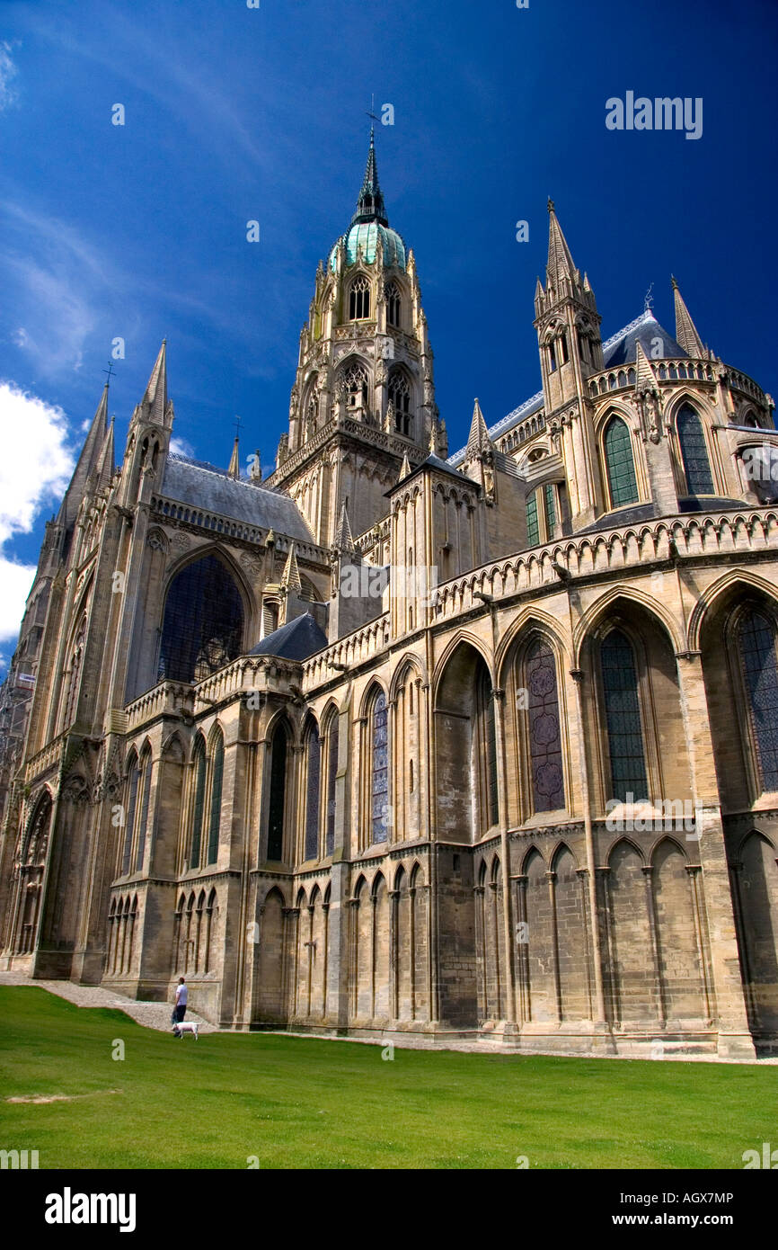The Bayeux Cathedral in the commune of Bayeux in the region of Basse ...