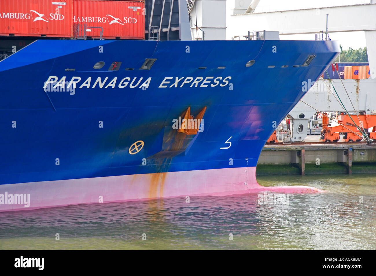 Bow of a container ship at the Port of Rotterdam Netherlands Stock ...