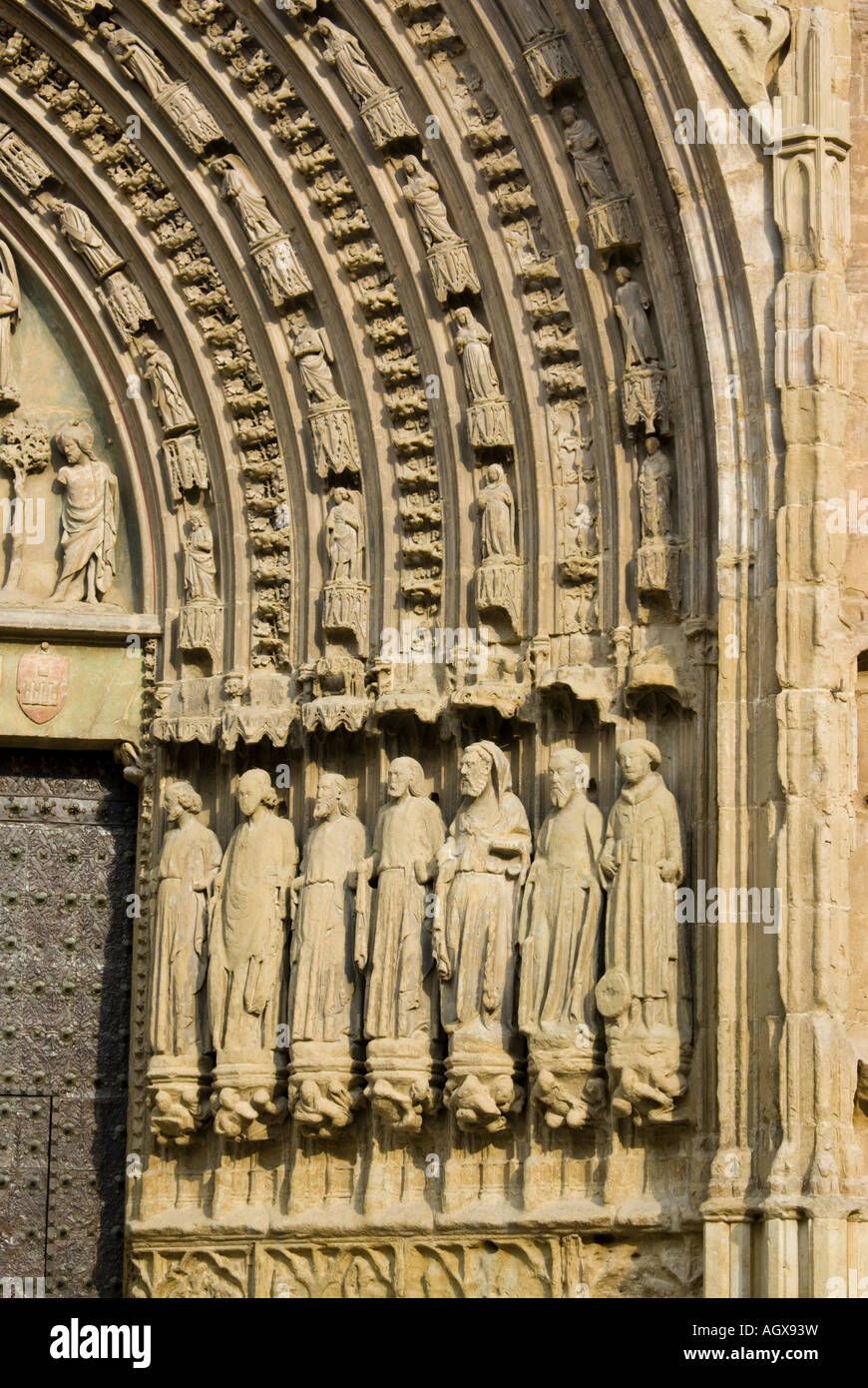 detail of west door, Huesca Cathedral (Catedral de la Transfiguración ...