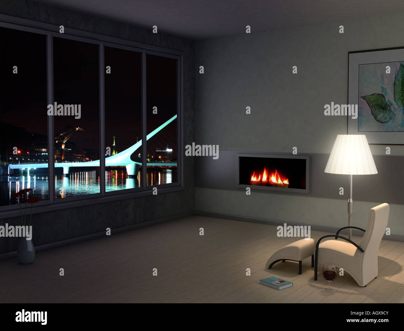 Room with a view at night Stock Photo - Alamy