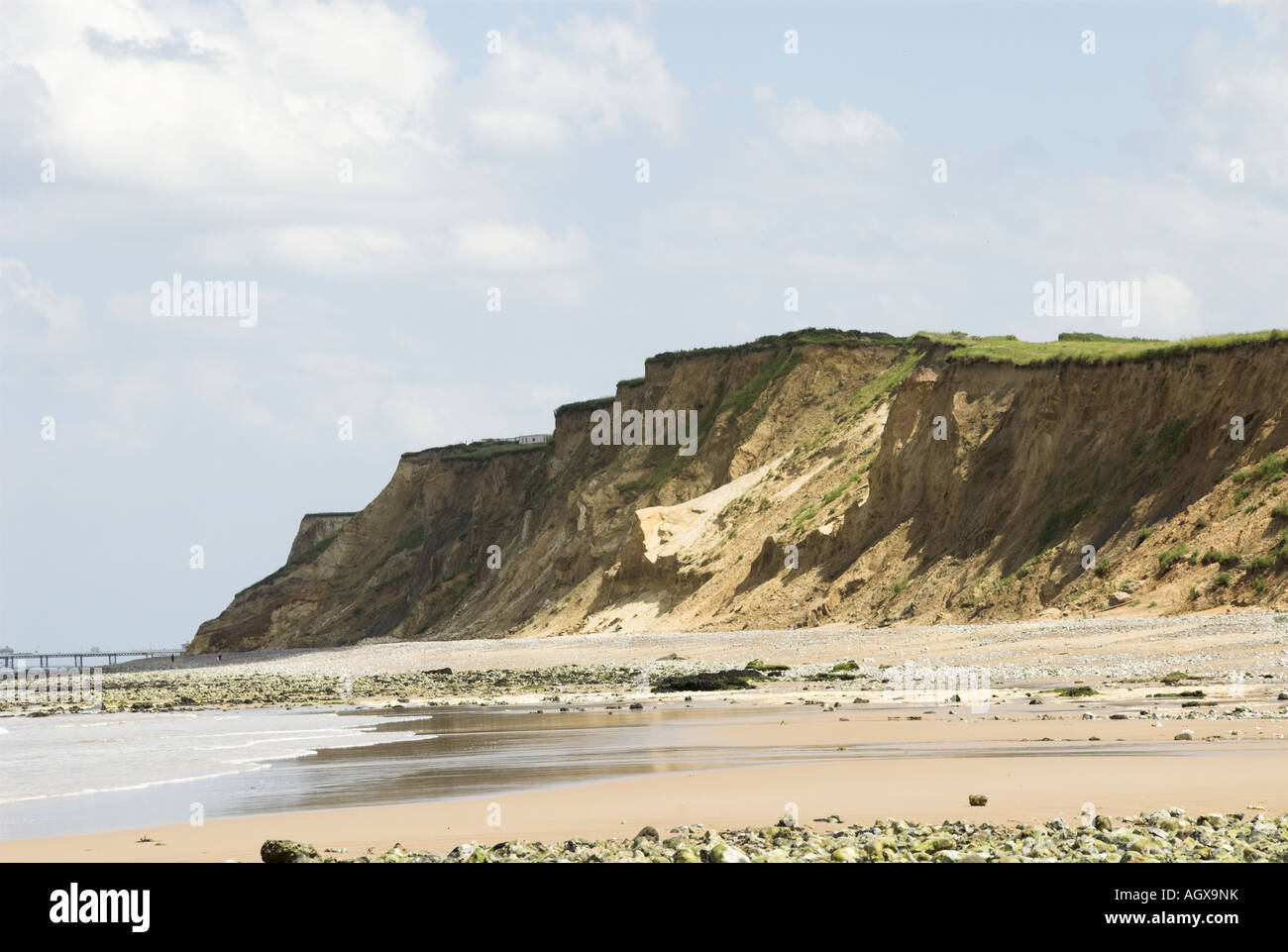 Glacial Cliffs and beach at West Runton beach Norfolk UK Stock Photo ...