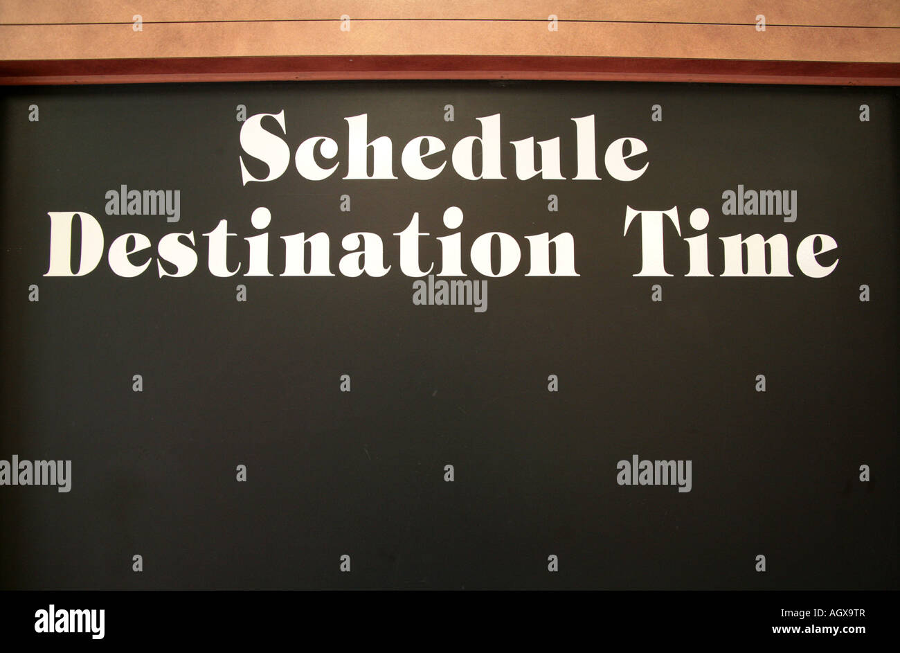 Empty board with destinations and times for a schedule Stock Photo - Alamy
