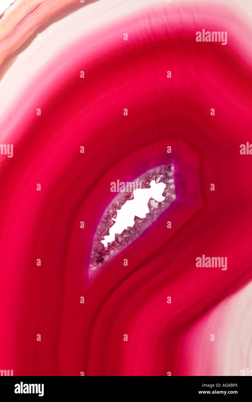 Slice across red Geode Stock Photo - Alamy
