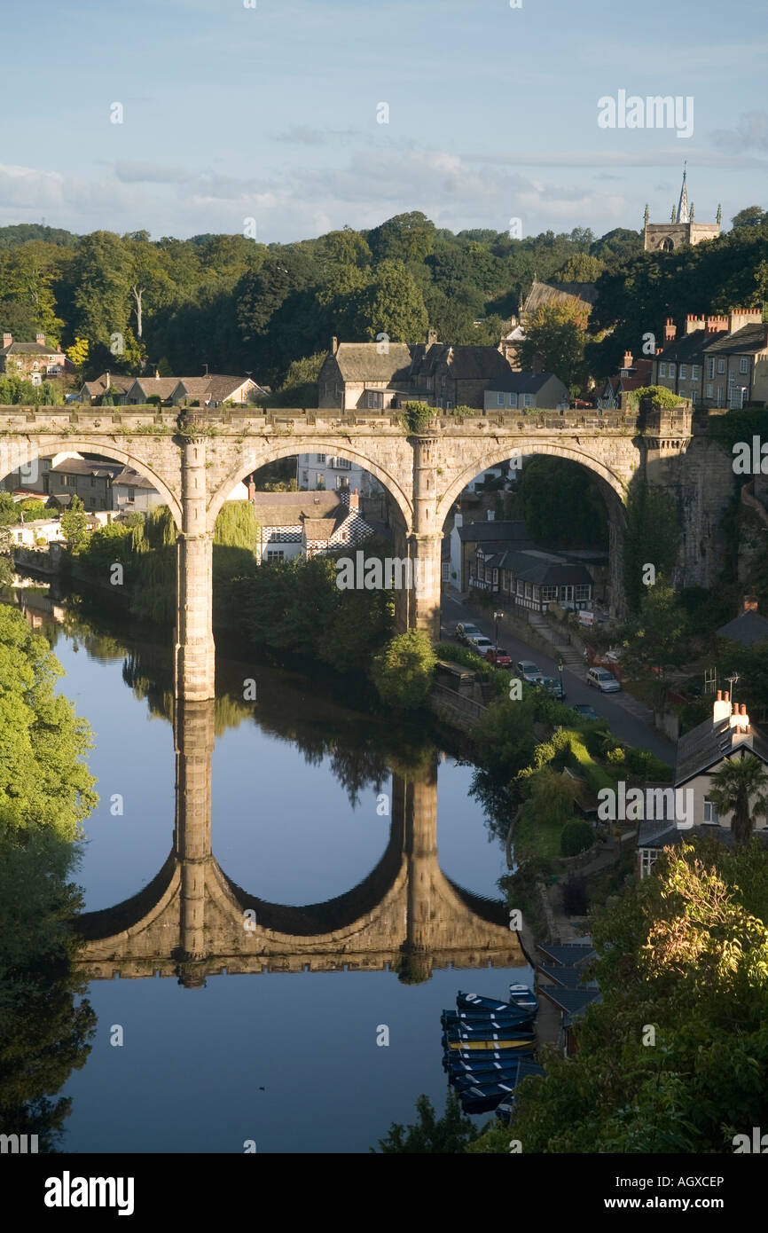 England Yorkshire Knaresborough River Nidd & railway bridge Stock Photo ...