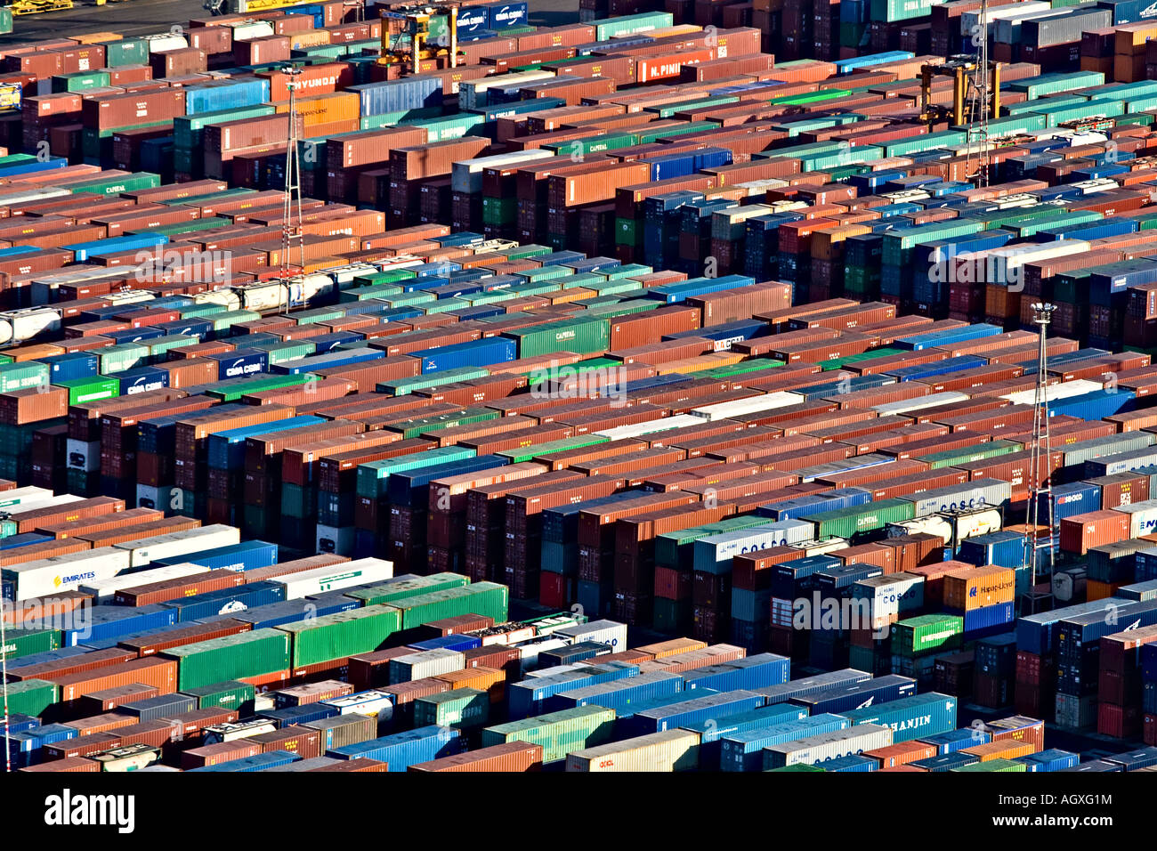 Rows of containers waiting to be shipped Stock Photo - Alamy