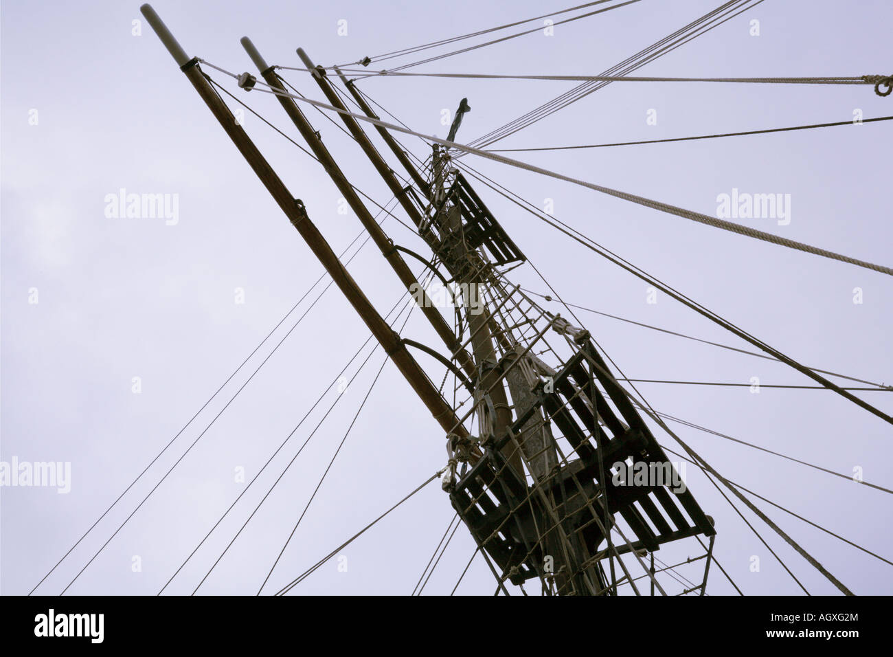 Rigging of pirate ship in Penzance harbour Cornwall Stock Photo - Alamy