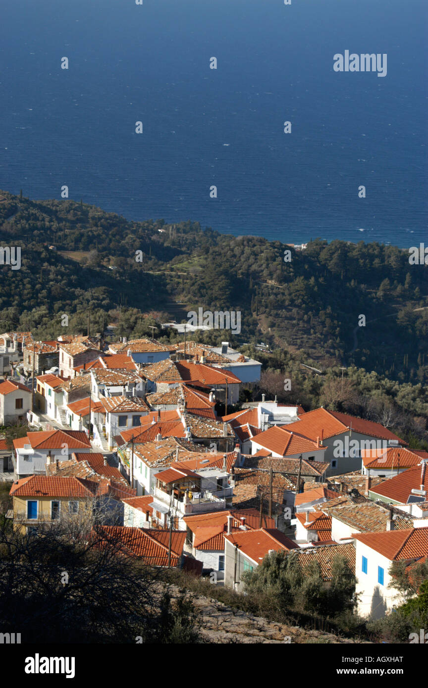 The traditional village Manolates samos island greece Stock Photo - Alamy