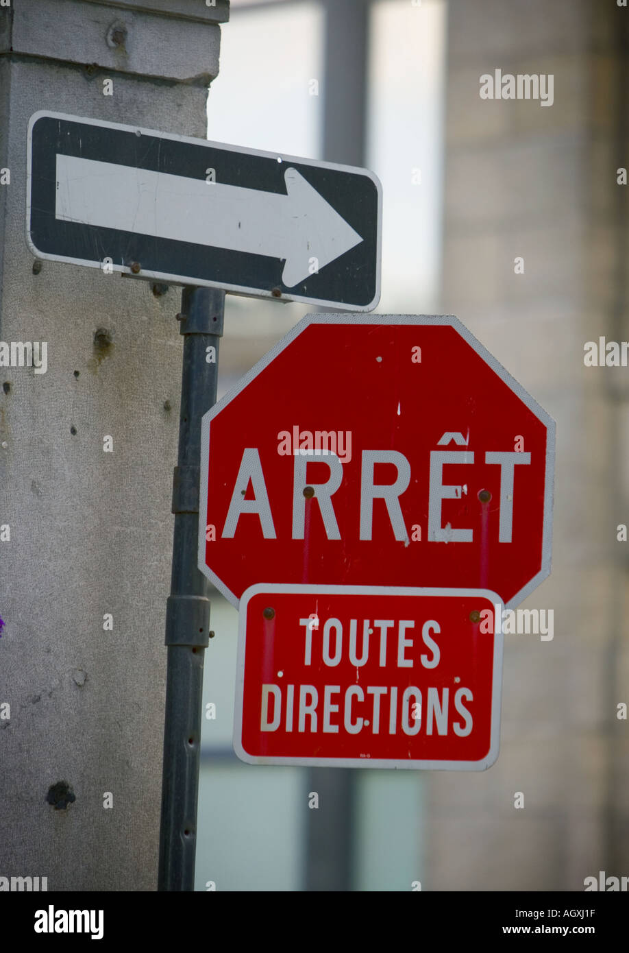 Stop sign in Montreal, Canada Stock Photo - Alamy