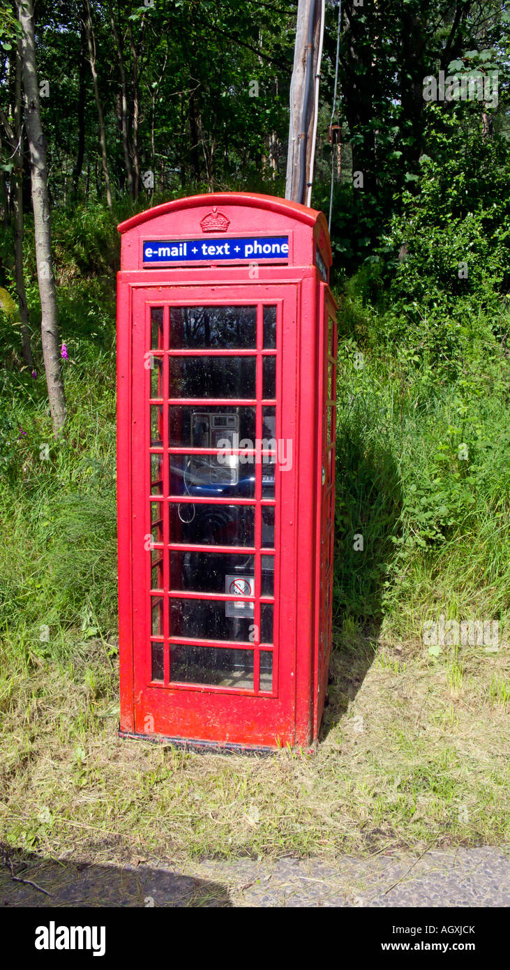 Traditional red telephone box located at the small village of Knockando ...