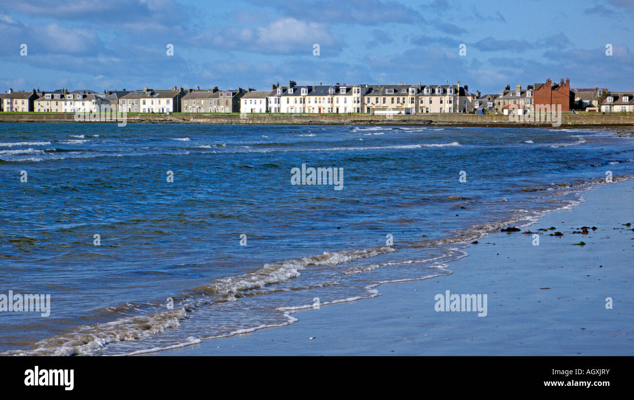 Troon beach with south facing houses fronting the Firth of Clyde on a ...