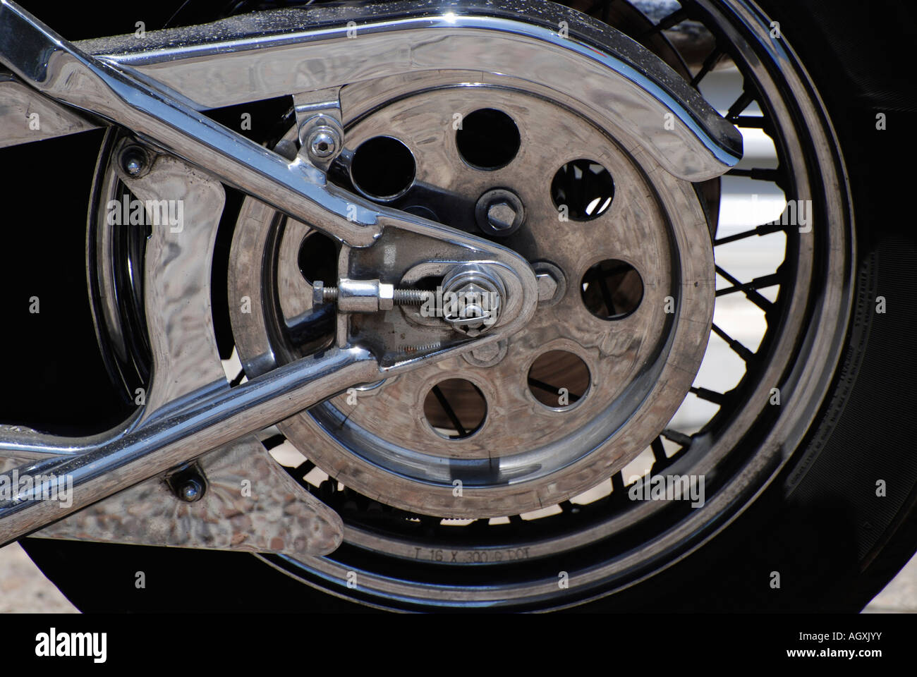 Motorbike Rear wheel and transmission system Stock Photo - Alamy