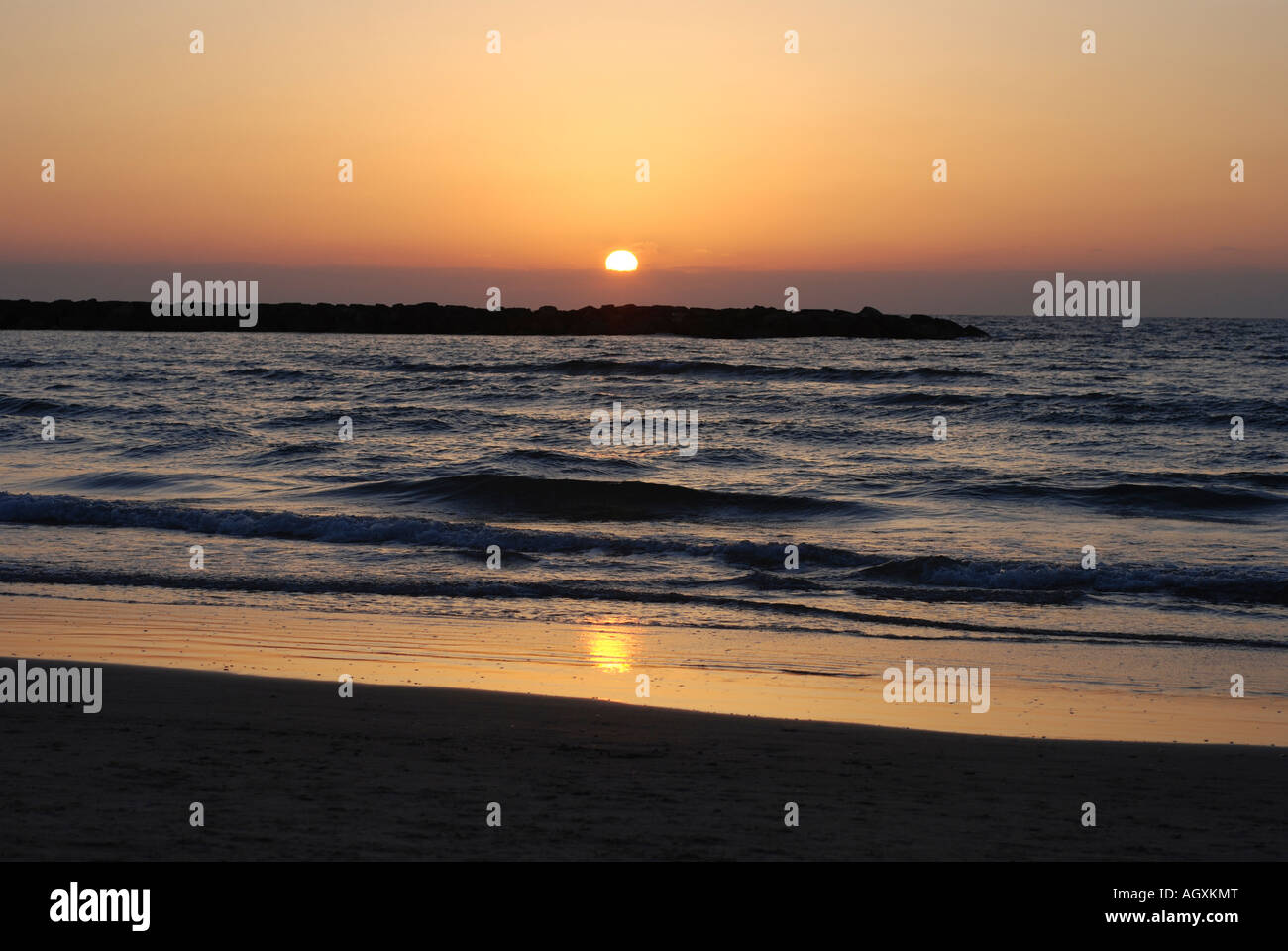 Israel Tel Aviv Sun set over the Mediterranean Sea Stock Photo - Alamy