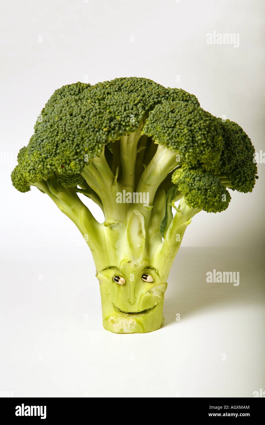 Funny broccoli on white background Stock Photo - Alamy