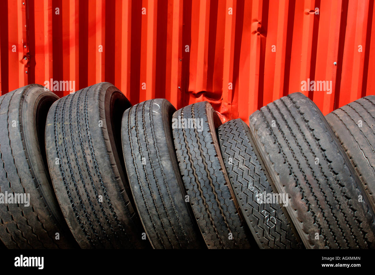 Line Of Rubber Tyres Stock Photo - Alamy