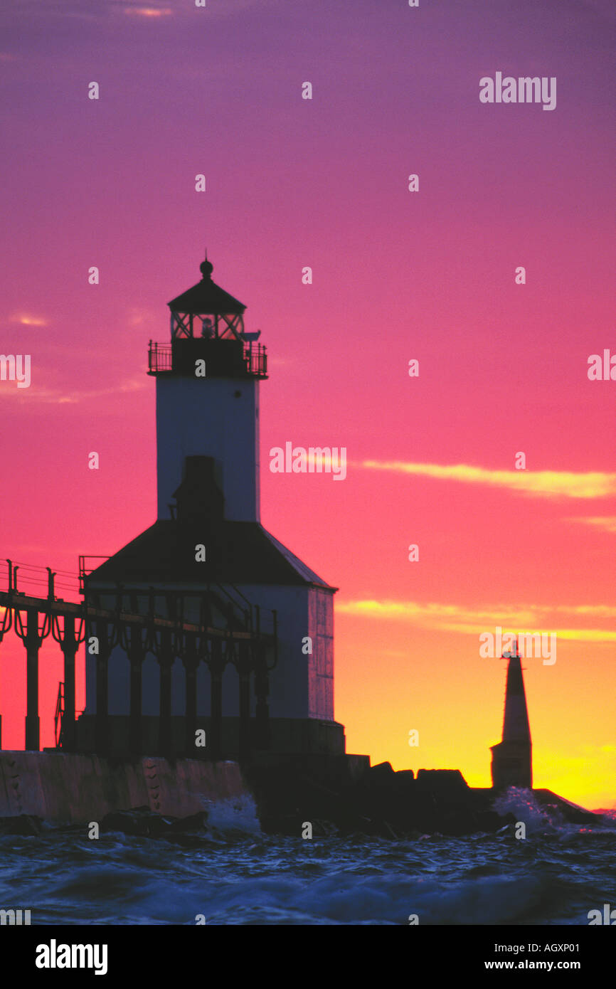Michigan City East Pier Lighthouse Built in 1904 and stands 49 feet ...