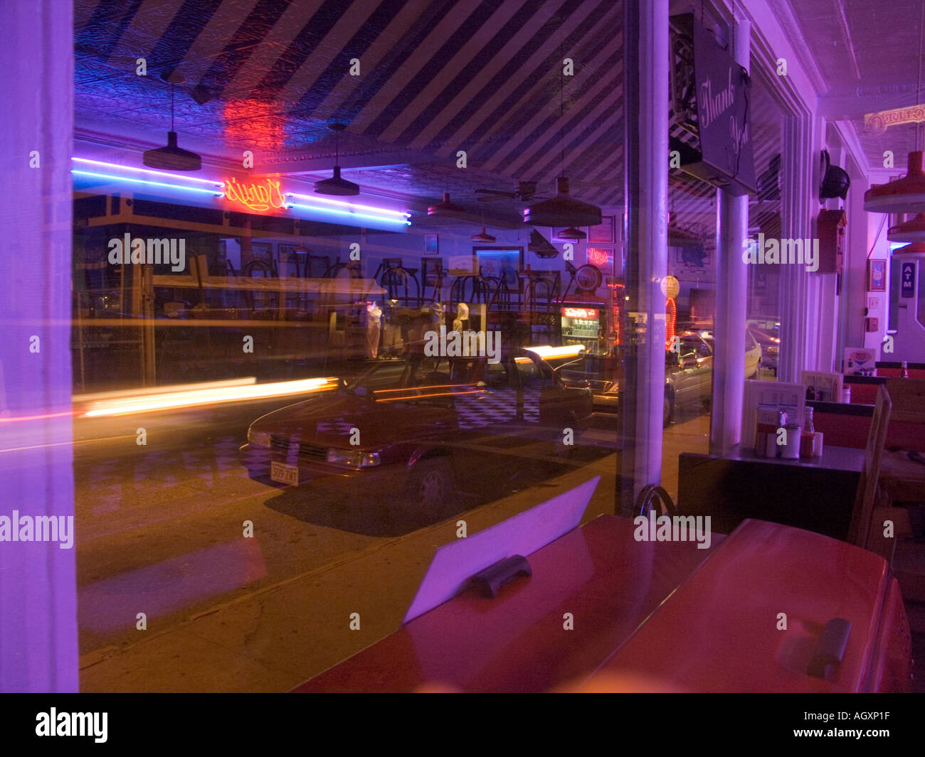 Diner interior at night Stock Photo - Alamy