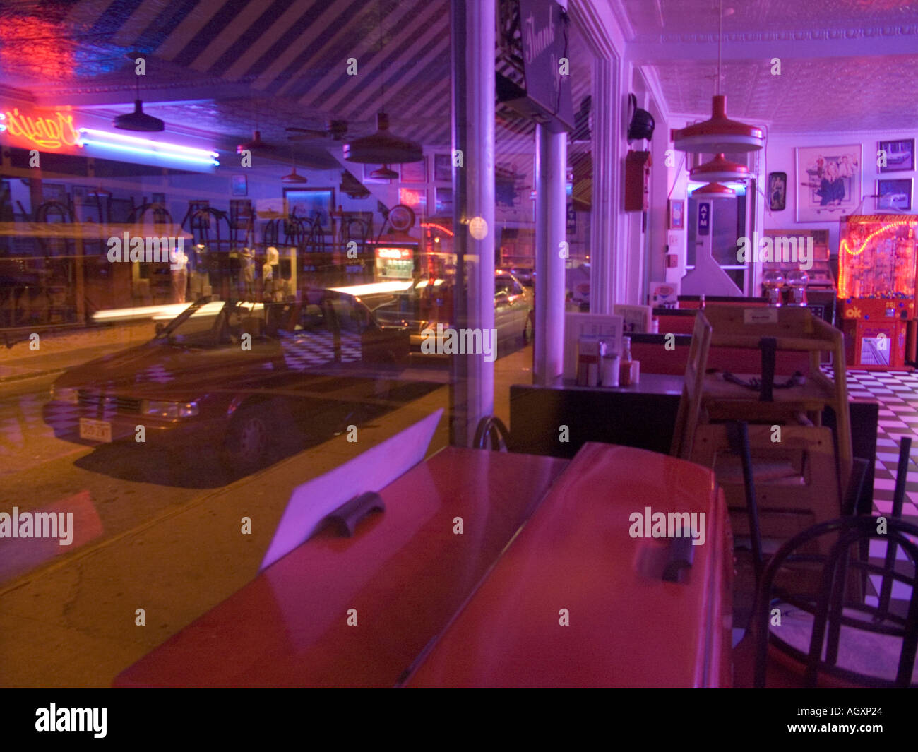 Interior of Diner at night Stock Photo - Alamy
