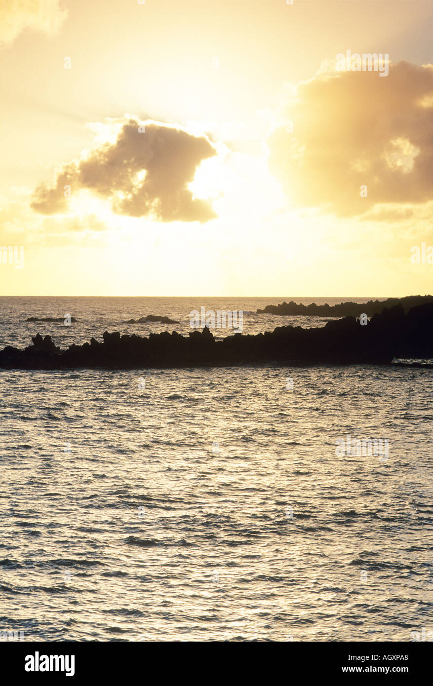 Pacific Ocean and rocky ridge at dawn from Maui Stock Photo - Alamy