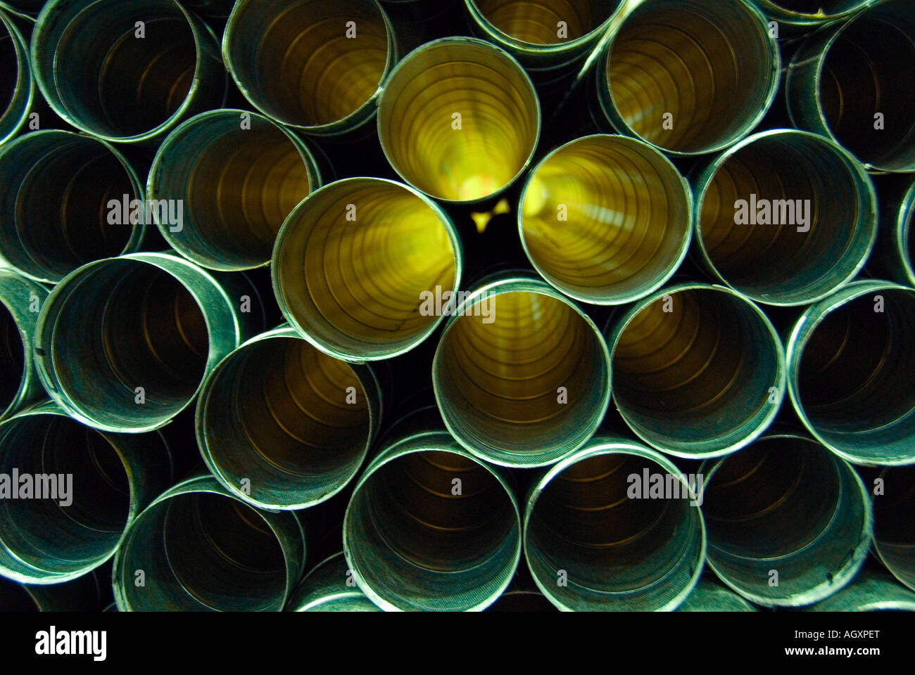 A Pile of Ductwork Pipes backlit Stock Photo - Alamy