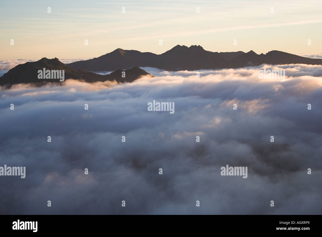 Mountain Sunrise and Cloud Inversion Stock Photo - Alamy