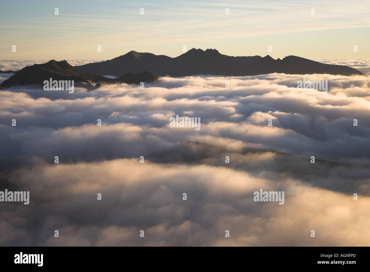 Mountain Sunrise and Cloud Inversion Stock Photo - Alamy