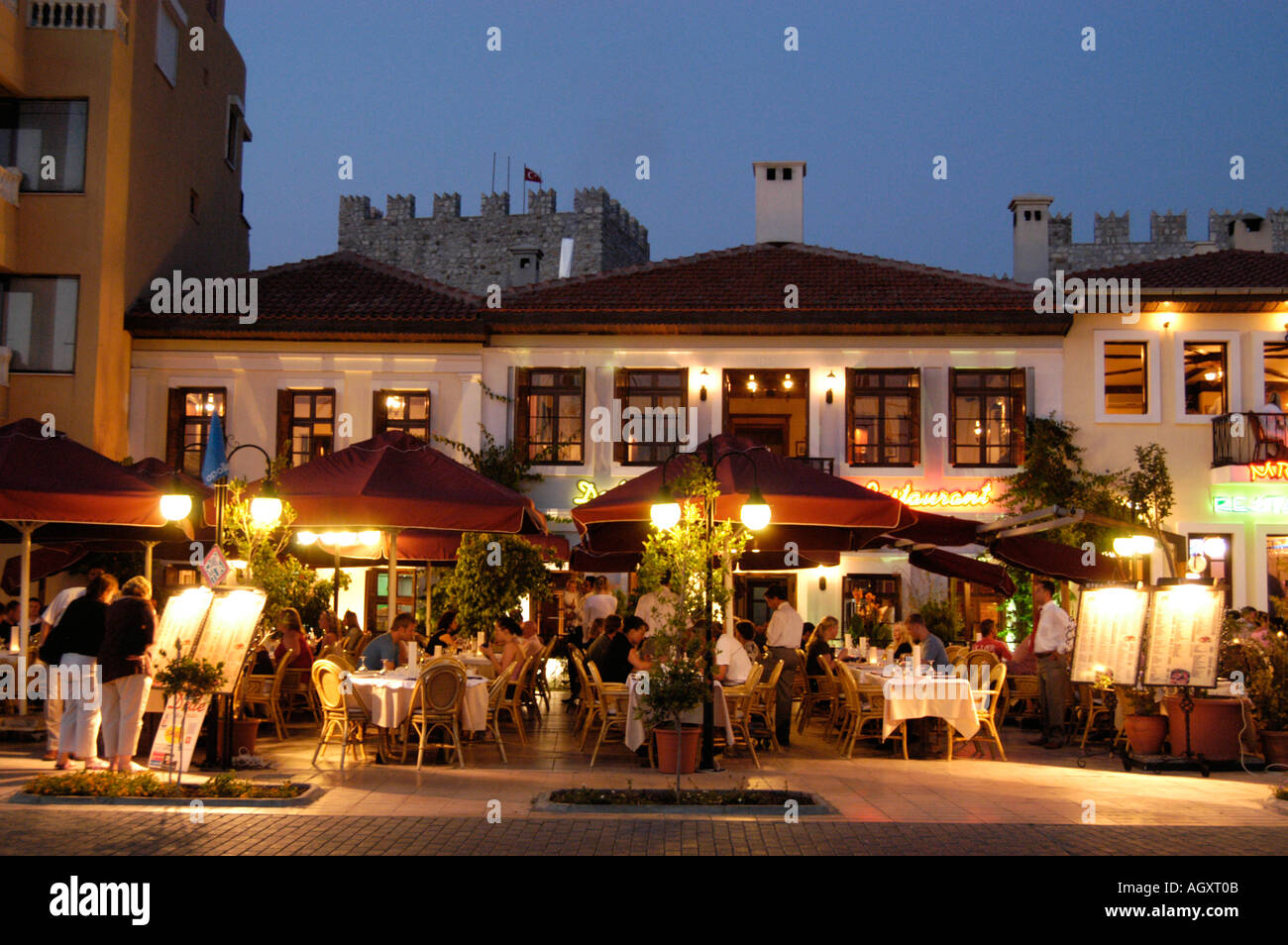 Restaurant on the waterfront, Marmaris Turkey Stock Photo - Alamy