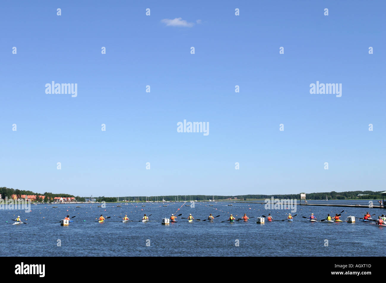 The start of a long distance canoe race Stock Photo - Alamy