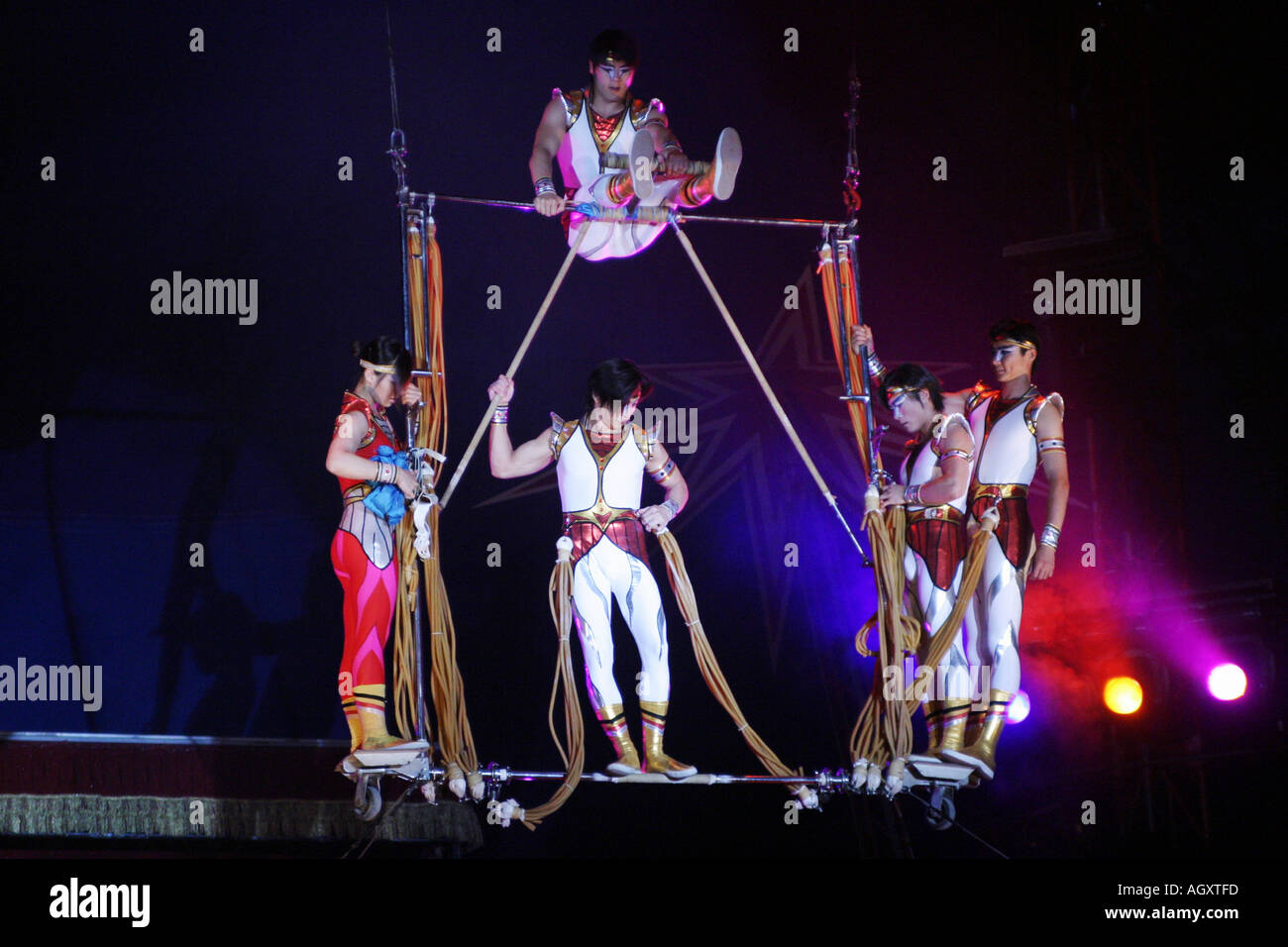 Chinese bungy jumping group called Dalian performing at Circus Maximum ...