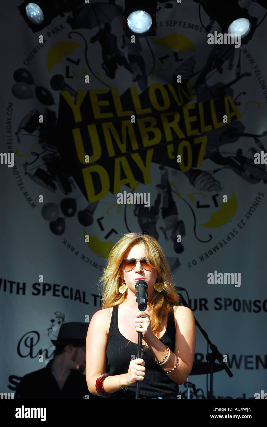 Singer Lucie Silvas on stage at Yellow Umbrella event on Sunday 23rd ...