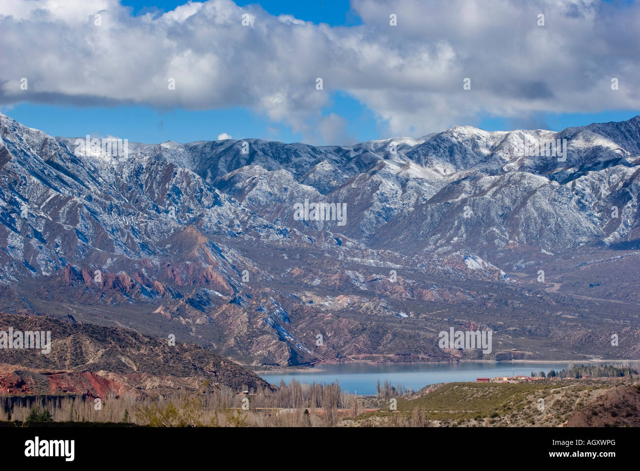 Embalse Potrerillos, Mendoza, Argentina. Water reservoir and mountains ...