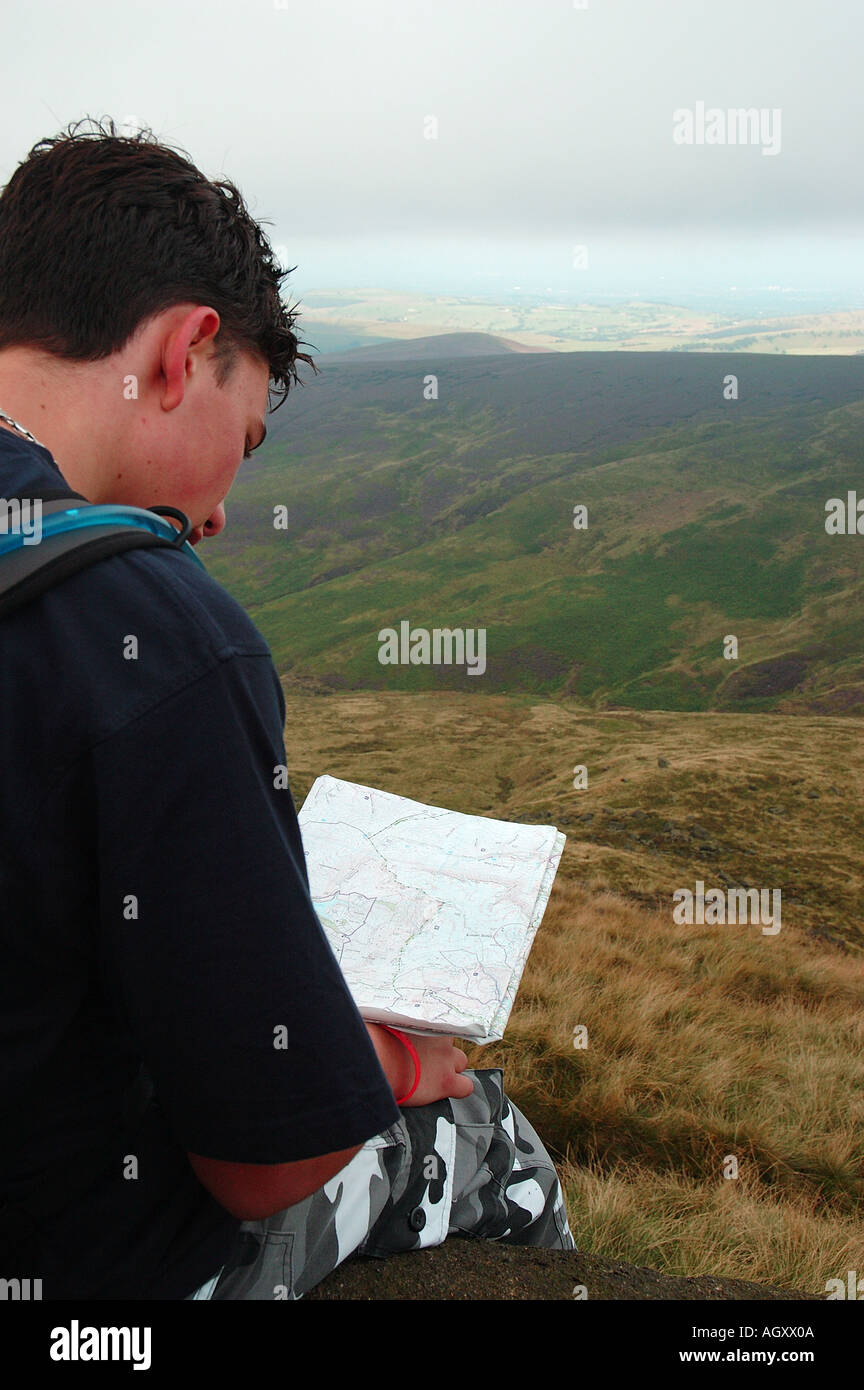 Checking the map Stock Photo - Alamy