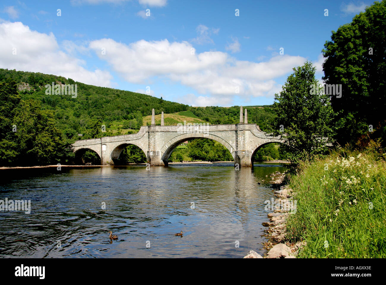 UK Scotland Perthshire Aberfeldy Wades Bridge over the River Tay Stock ...