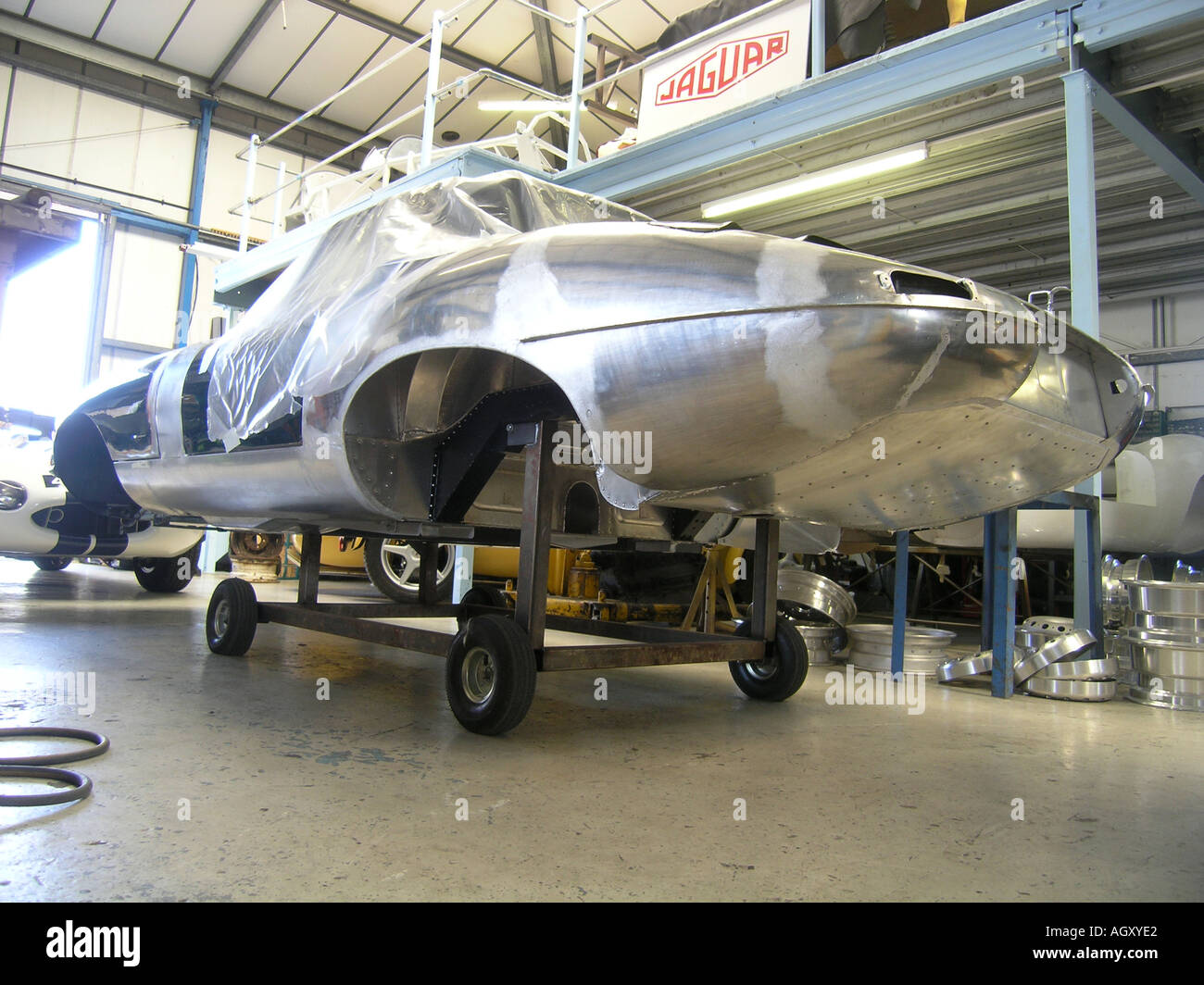 restored body shell of Jaguar E type Stock Photo - Alamy
