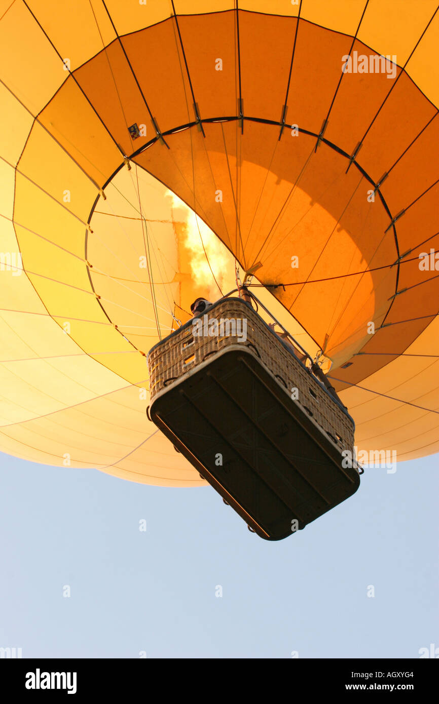 Close up of Hot Air Balloon and Basket with Burner Operating Stock ...