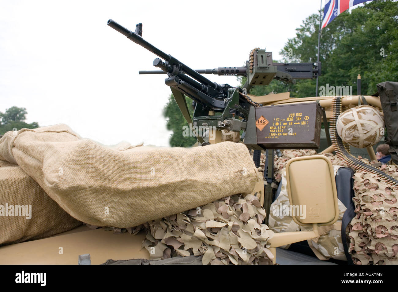 Machine gun mounted on Modular Weapons Platform Landrover Stock Photo ...