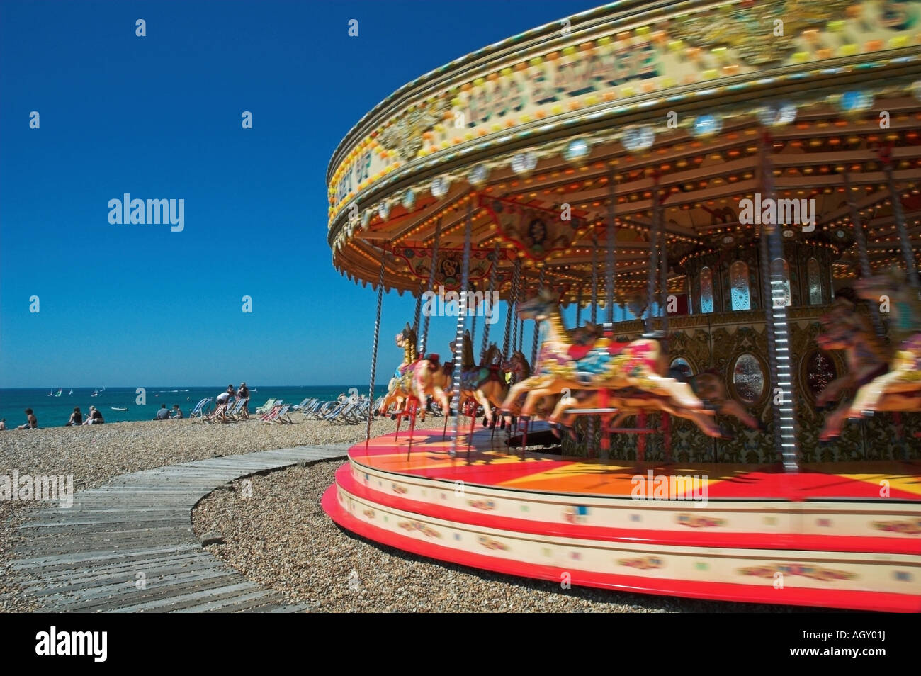Carousel at Brighton Beach on the south coast of England, UK Stock ...
