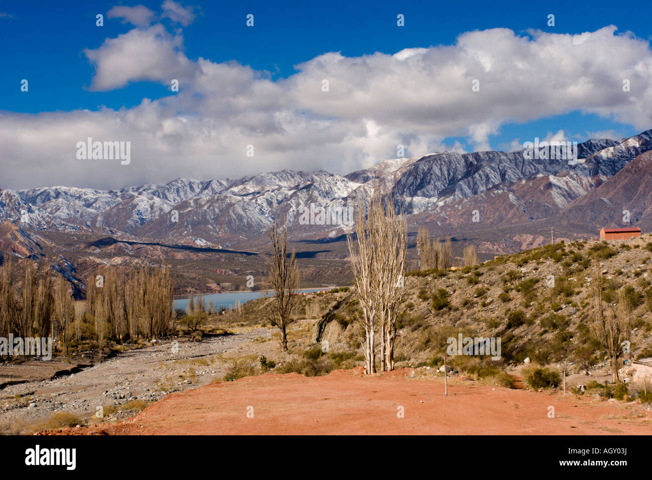 Embalse Potrerillos, Mendoza, Argentina. Water reservoir and mountains ...