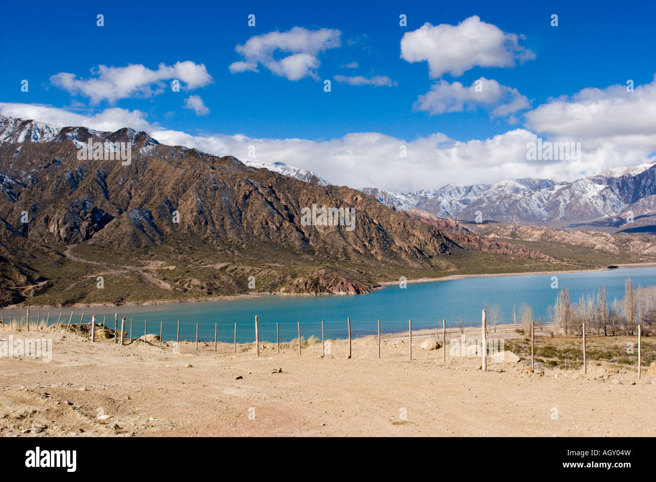 Embalse Potrerillos, Mendoza, Argentina. Water reservoir and mountains ...