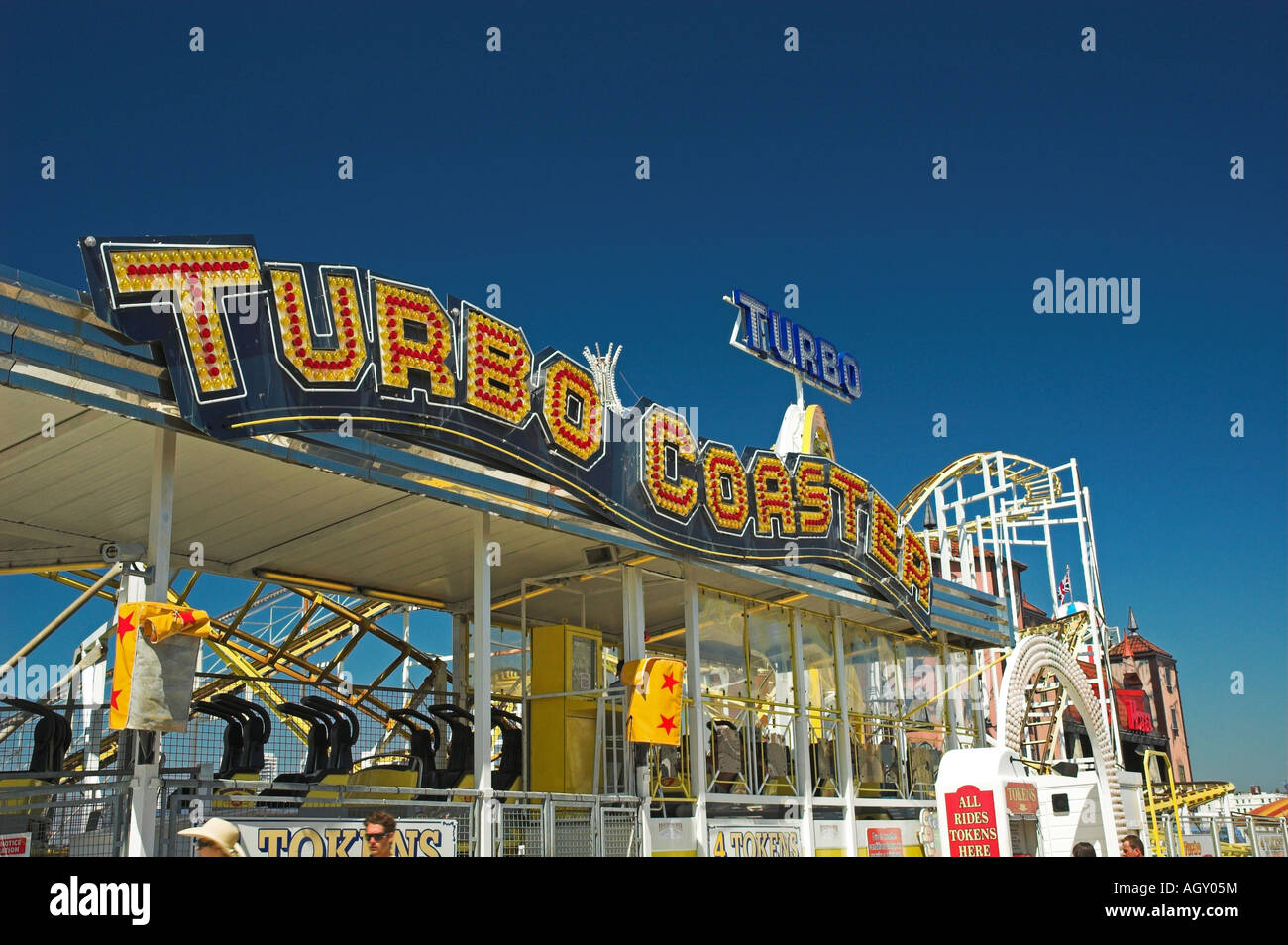 Turbo Coaster fair ride on the Brighton Pier, Brighton Stock Photo - Alamy