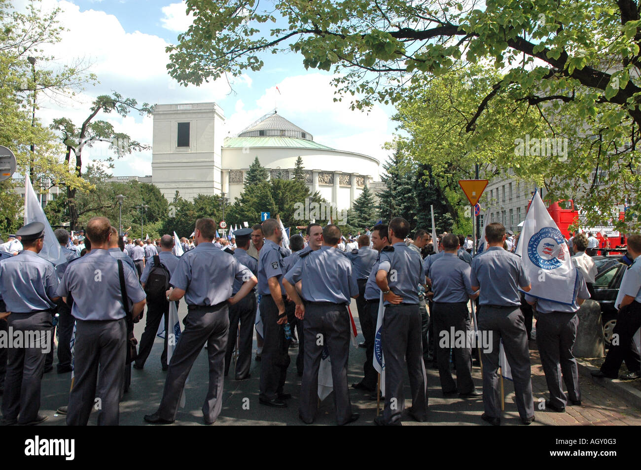 Protest of polish uniformed services in Warsaw against bad working ...