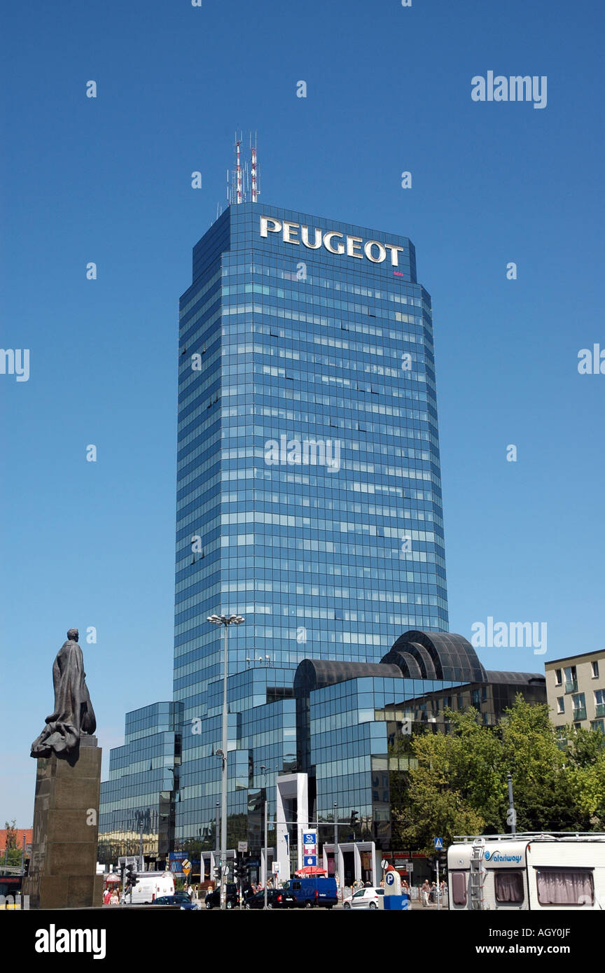 Bank Square in Warsaw with office building called Blue Skyscraper Stock ...
