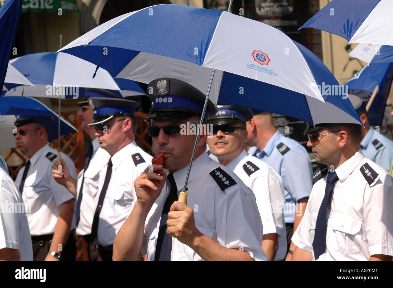 Police officers marching on protest of polish uniformed services in ...